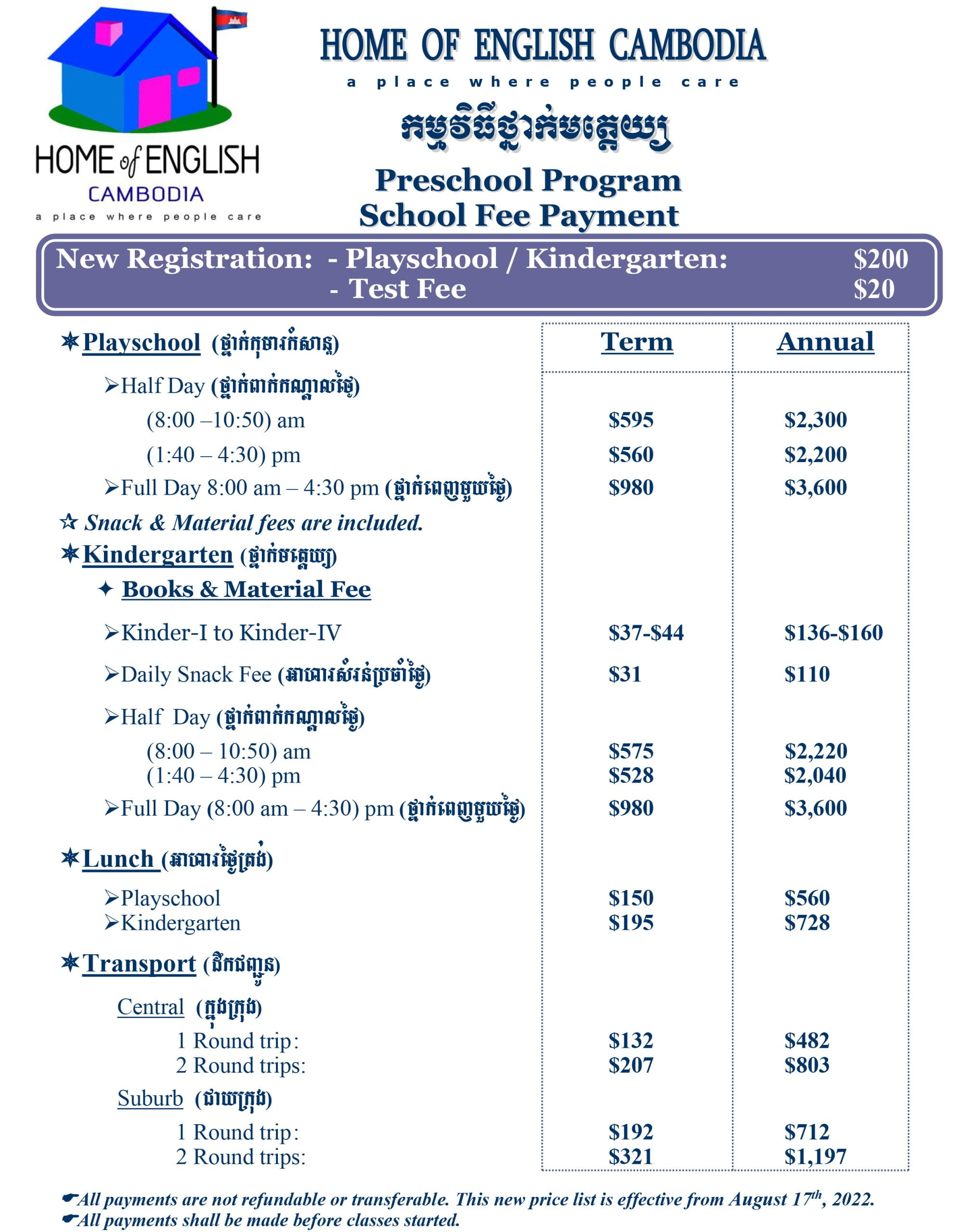 Tuition – Playschool & Kindergarten – Home of English